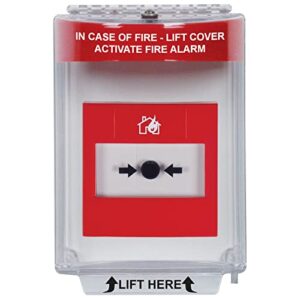 Safety Technology International, Inc. STI-13010FR Universal Stopper®, Flush Mount and Fire label, Indoor/Outdoor Protective Polycarbonate Cover for Pull Stations or Call Points, Red