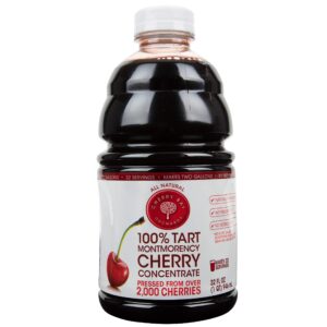 cherry bay orchards tart cherry concentrate - natural juice to promote healthy sleep, 32oz bottle