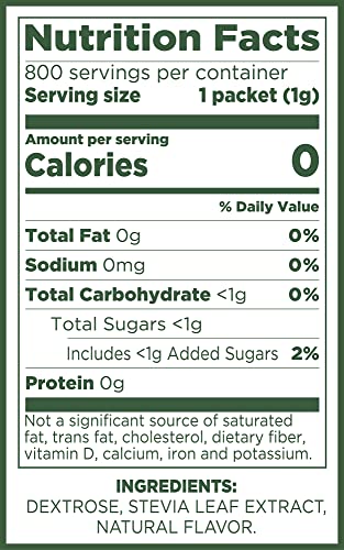 Pure Via Stevia Sweetener 28.2oz (800 packets)