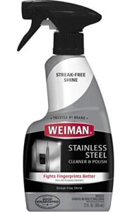 weiman stainless steel cleaner and polish trigger spray - protects against fingerprints and leaves a streak-less shine - 12 ounce