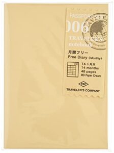 midori traveler's notebook (refill 006) passport size monthly diary