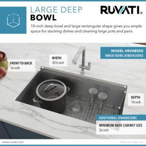 Ruvati 32-inch Workstation Ledge Undermount 16 Gauge Stainless Steel Kitchen Sink Single Bowl - RVH8300