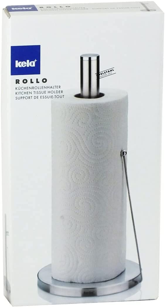 kela Kitchen roll Holder, Stainless_Steel, Matt Silver, 15 x 15 x 33.5 cm