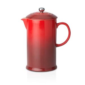 le creuset stoneware cafetiere with metal press, 750 ml - cerise