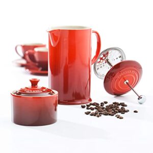 Le Creuset Stoneware Cafetiere with Metal Press, 750 ml - Cerise