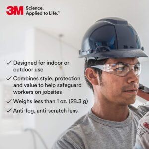 3M Safety Glasses, Virtua, 20 Pair, ANSI Z87, Anti-Fog Scratch Resistant Clear Lens, Clear Frame, Wraparound Coverage