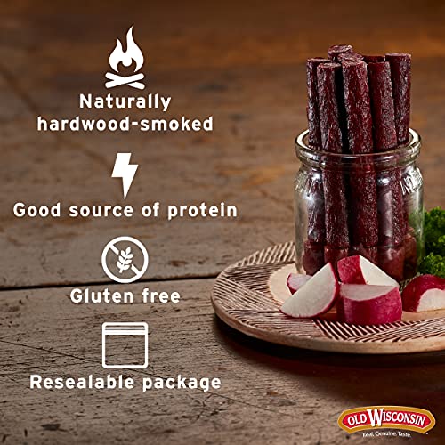 Old Wisconsin Beef Sausage Snack Sticks, Naturally Smoked, Ready to Eat, High Protein, Low Carb, Keto, Gluten Free, 26 Ounce Resealable Package