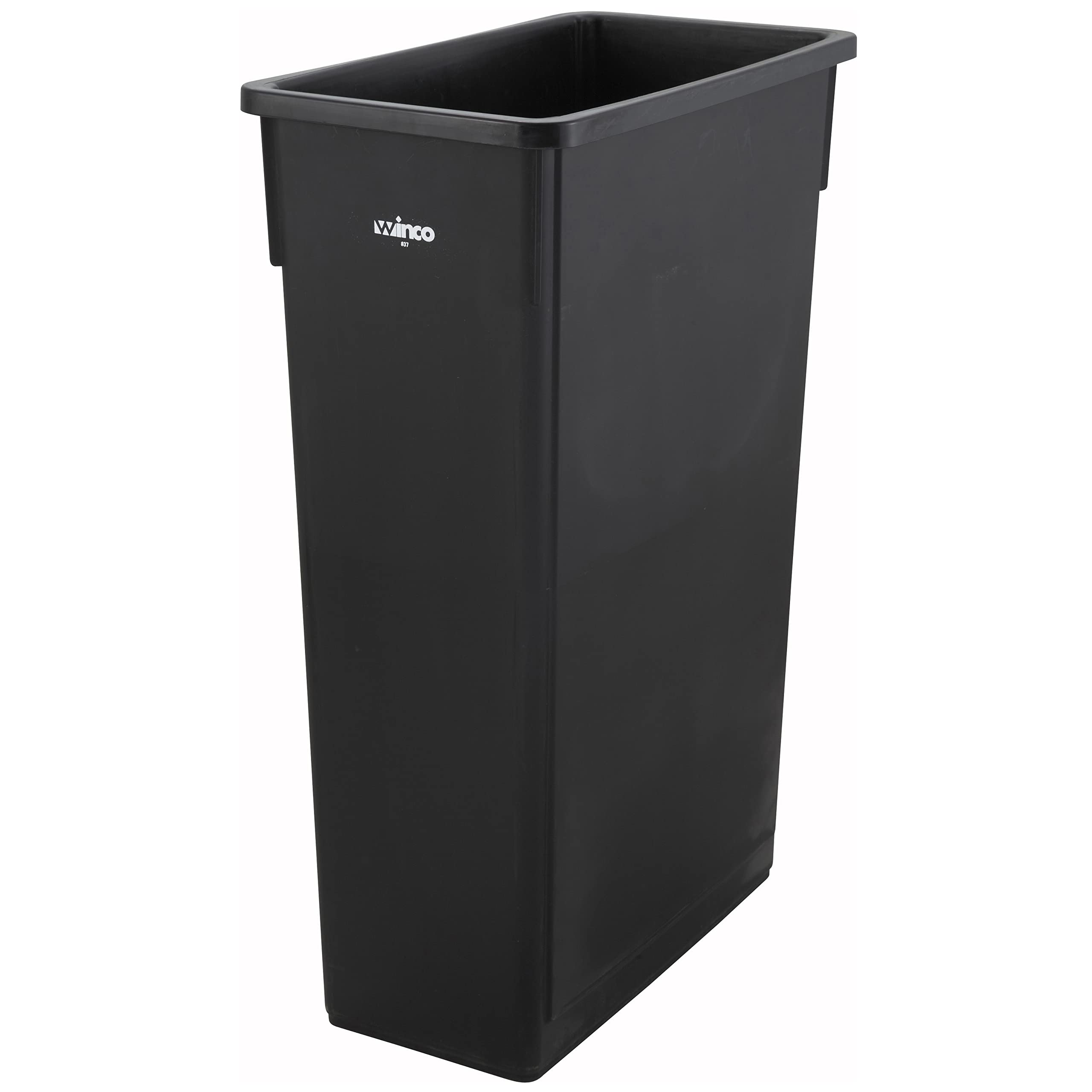 Winco Slender Trash Can, 23-Gallon, Black