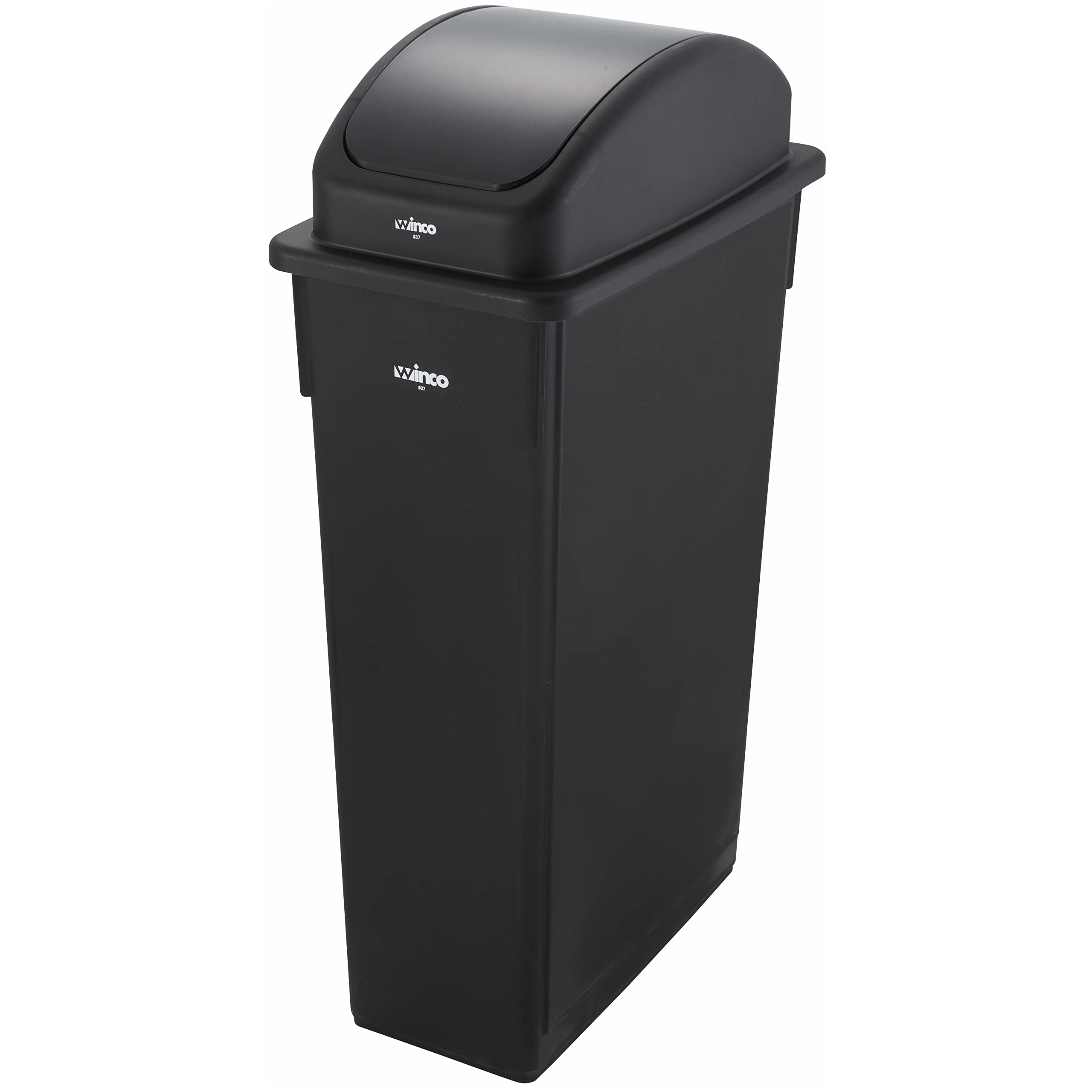 Winco Slender Trash Can, 23-Gallon, Black