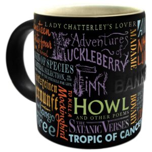 The Unemployed Philosophers Guild Banned Book Coffee Mug - Colorfully Lists 24 Famously Banned Books, Comes in a Fun Gift Box, 12 oz