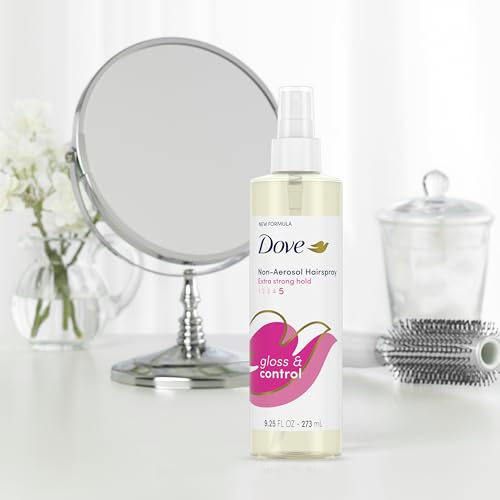 Dove Non-Aerosol Hairspray Gloss & Control for Extra Strong Hold Hairspray Protects Against Damp or Humid Conditions 9.25 oz