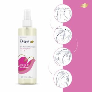 Dove Non-Aerosol Hairspray Gloss & Control for Extra Strong Hold Hairspray Protects Against Damp or Humid Conditions 9.25 oz