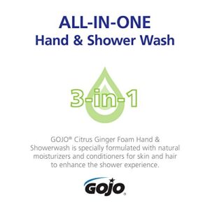 Gojo Foam Hand and Showerwash, Citrus and Ginger Fragrance, 1250 mL Foam Wash Refill ADX-12 Push-Style Soap Dispenser (Pack of 3) - 8813-03