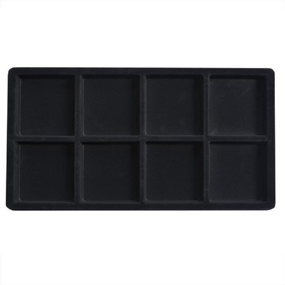 Display and Fixture Store Black Flocked Plastic Jewelry Tray Insert ~ 8 Compartment