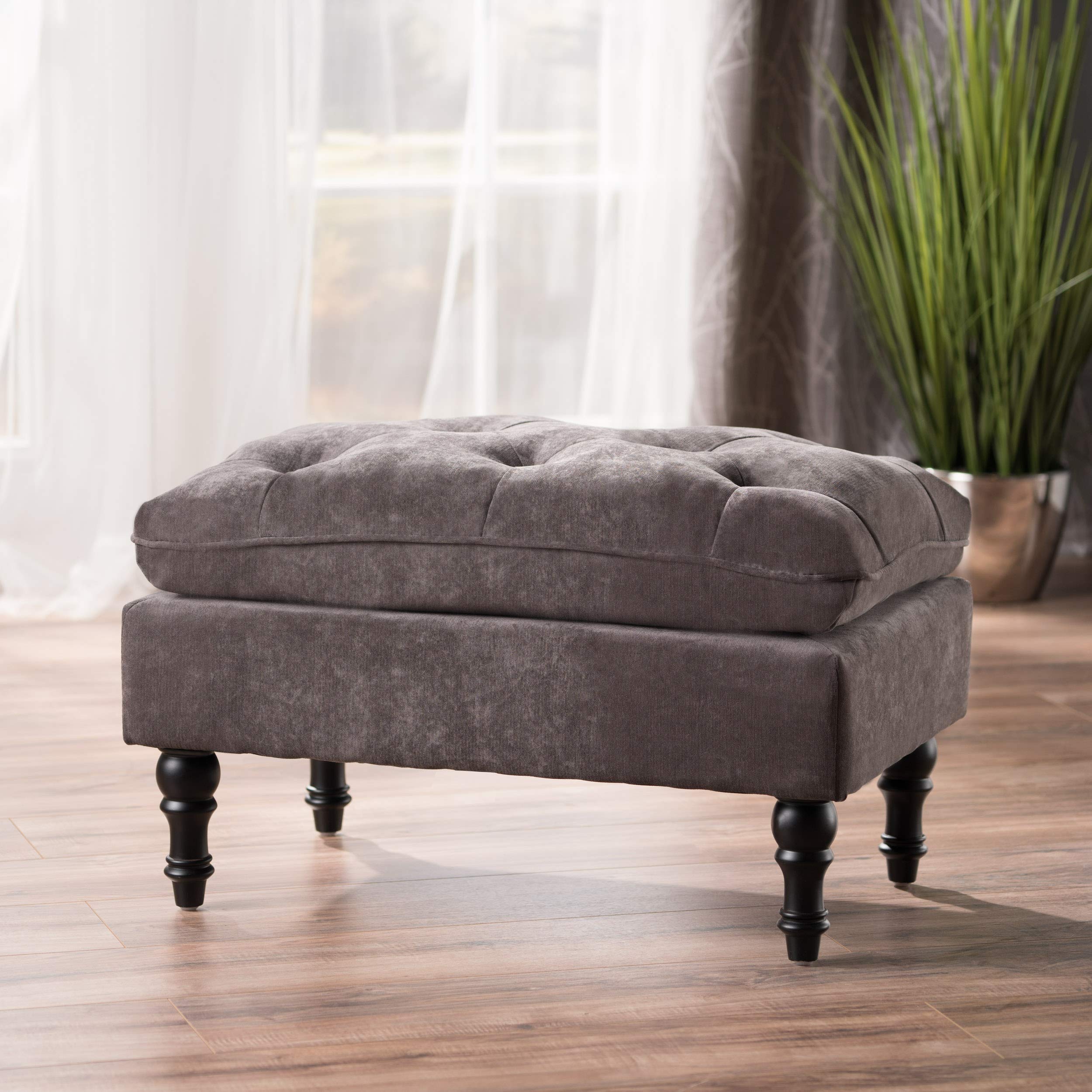 Christopher Knight Home Jeremy Tufted Fabric Ottoman, Grey