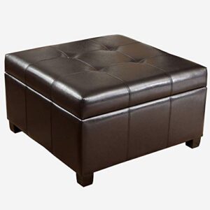 christopher knight home richmond bonded leather storage ottoman, espresso