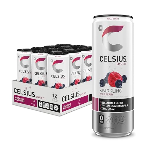 CELSIUS Sparkling Wild Berry, Functional Essential Energy Drink 12 Fl Oz (Pack of 12)