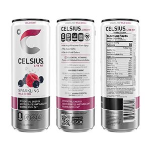 CELSIUS Sparkling Wild Berry, Functional Essential Energy Drink 12 Fl Oz (Pack of 12)