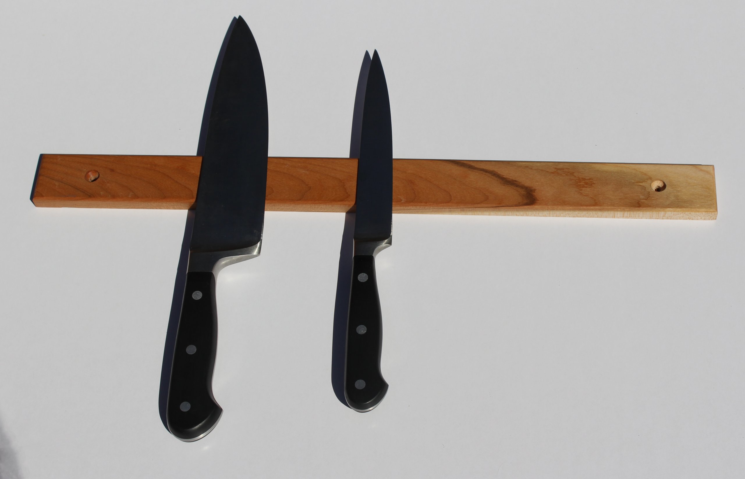 Hand Crafted Hard Wood Magnetic Knife Rack, 18" Cherry, Wall Mounted