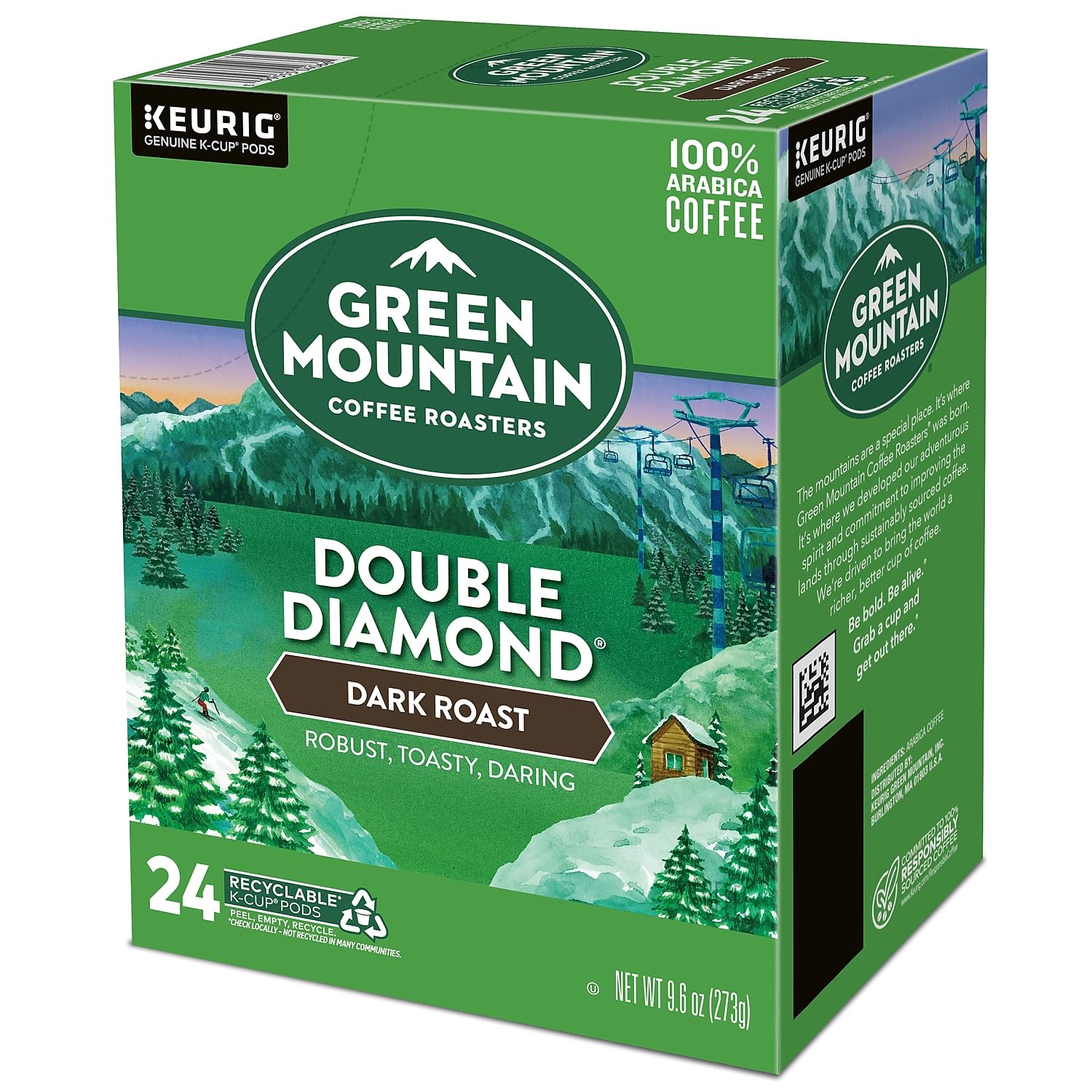 Green Mountain Coffee Roasters Double Diamond, Single-Serve Keurig K-Cup Pods, Dark Roast Coffee Pods, 96 Count