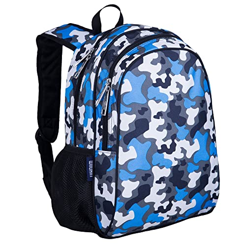 Wildkin 15-Inch Kids Backpack for Boys & Girls, Perfect for Early Elementary Daycare School Travel, Features Padded Back & Adjustable Strap (Blue Camo)