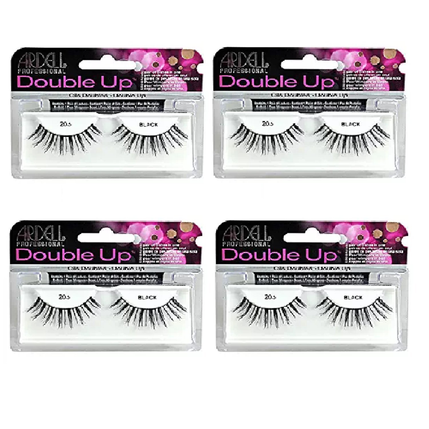 Ardell - False Eyelashes, Double Up #206, Reusable, Black (4-Pack)