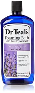 dr teal's foaming bath with pure epsom salt, soothe & sleep with lavender, 34 fl oz (packaging may vary)