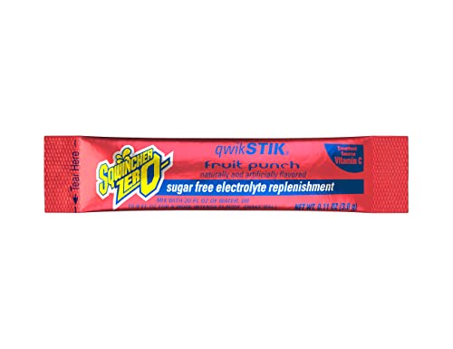 Sqwincher Zero Qwik Stik Sugar Free, Fruit Punch, .11 0z (Pack of 50)