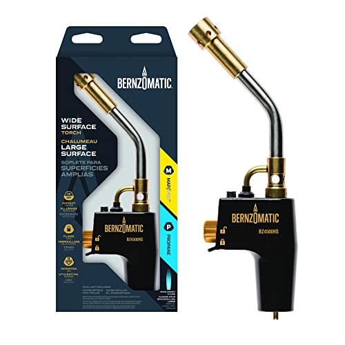 Bernzomatic® DuraCast® Wide Surface Torch - Durable Cast Body Aluminum Construction, Wide Brush Flame Propane or MAP-Pro Torch for Cooking, Heat Shrinking, Metalworking, and Vinyl Wrapping