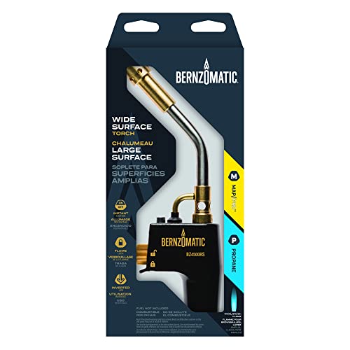 Bernzomatic® DuraCast® Wide Surface Torch - Durable Cast Body Aluminum Construction, Wide Brush Flame Propane or MAP-Pro Torch for Cooking, Heat Shrinking, Metalworking, and Vinyl Wrapping