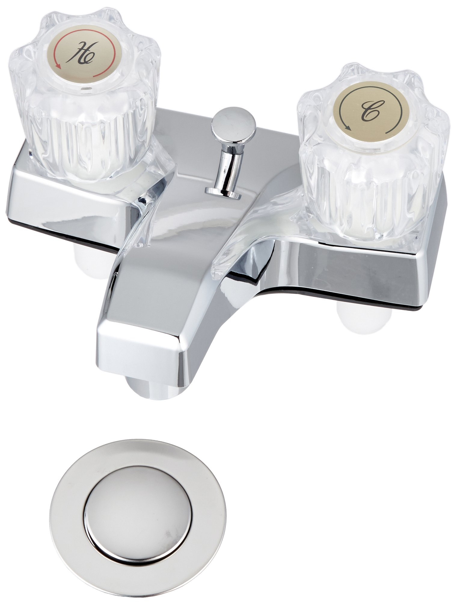 EZ-FLO Non-Metallic Two-Handle Lavatory Faucet, Bathroom Sink Faucet with Washerless Cartridge, Chrome Finish, 10256N