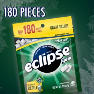 ECLIPSE Spearmint Sugarfree Chewing Gum, 180 piece bag