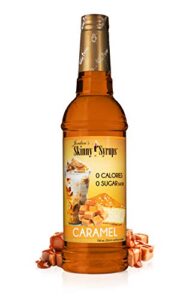 jordan's skinny syrups sugar free coffee syrup, caramel flavor drink mix, zero calorie flavoring for chai latte, protein shake, food, gluten free, keto friendly, 25.4 fl oz, 1 pack