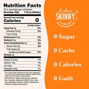 Jordan's Skinny Syrups Sugar Free Coffee Syrup, Caramel Flavor Drink Mix, Zero Calorie Flavoring for Chai Latte, Protein Shake, Food, Gluten Free, Keto Friendly, 25.4 Fl Oz, 1 Pack