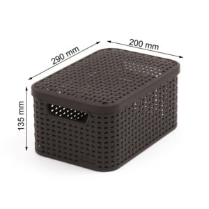 Curver Style 205839 Storage Box Rattan Look Size S with Second-Generation Lid Polypropylene