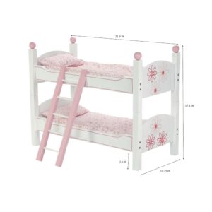 Emily Rose Doll Bunk Bed, 18 Inch Doll Furniture Mini Baby Doll Stackable Bed, Wooden Doll Accessories Bunkbed Furniture Set, 18" Doll Bedding Toy Playsets - Compatible with 18" American Girl Dolls