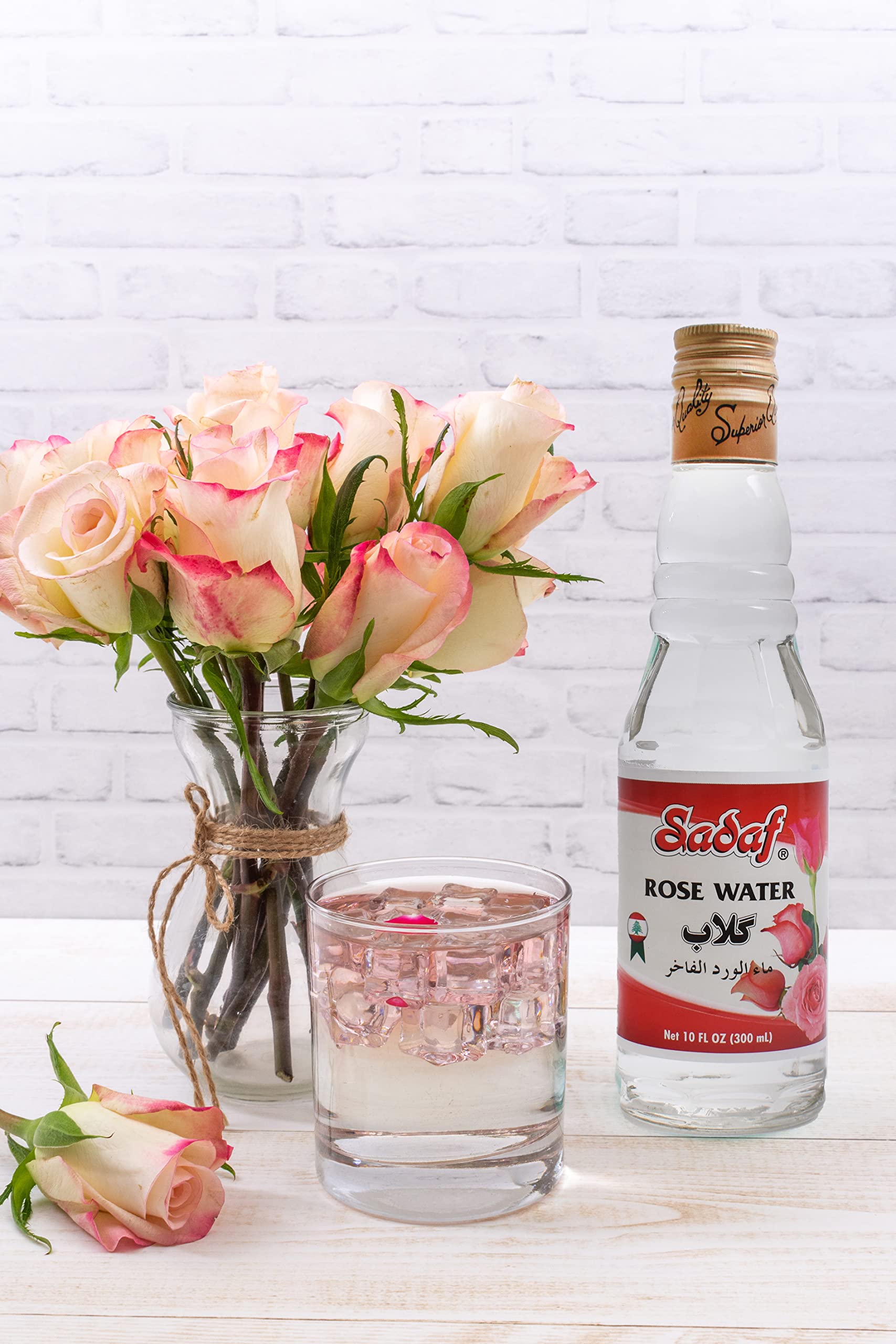 Sadaf Rose Water for Cooking 20 oz - Food Grade Rose Water for Baking, Food Flavoring or Drinking - Edible Rose Water Drink - Ideal for Persian desserts or beauty care - Product of Lebanon