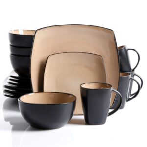 gibson soho lounge taupe 16-piece dinnerware set