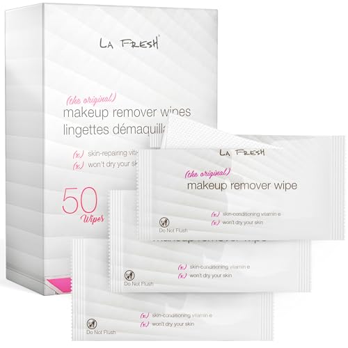 LA Fresh Makeup Remover Wipes with Vitamin E - Make up Remover Wipes for Face, Eyes, Lips - Face Wipes Travel Essentials - Case of 50ct Makeup Wipes