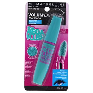 maybelline new york volume express mega plush waterproof mascara, very black, 0.3 fluid ounce, (i0099016)