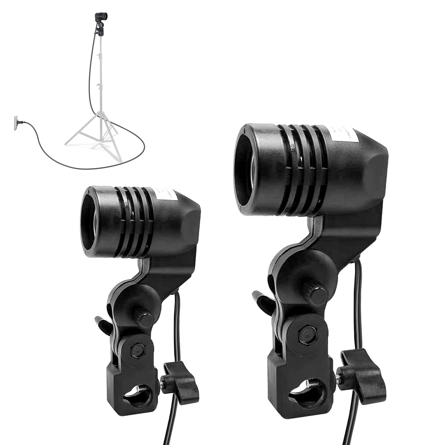 LimoStudio [2 Pack] Extended Cable Cord AC Socket, Light Stand Mount with Umbrella Reflector Holder, 11 feet Long Cable, Longer Than Market Standard Photography Studio, AGG886