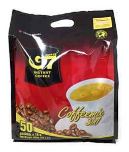 trung nguyen — g7 3 in 1 instant coffee — coffee with non-dairy creamer and sugar — strong and bold — instant vietnamese coffee (50 single serve packets)