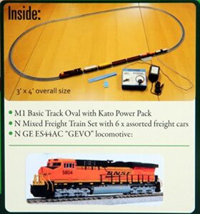 kato kat1060024 n es44ac freight train set, bnsf/wedge