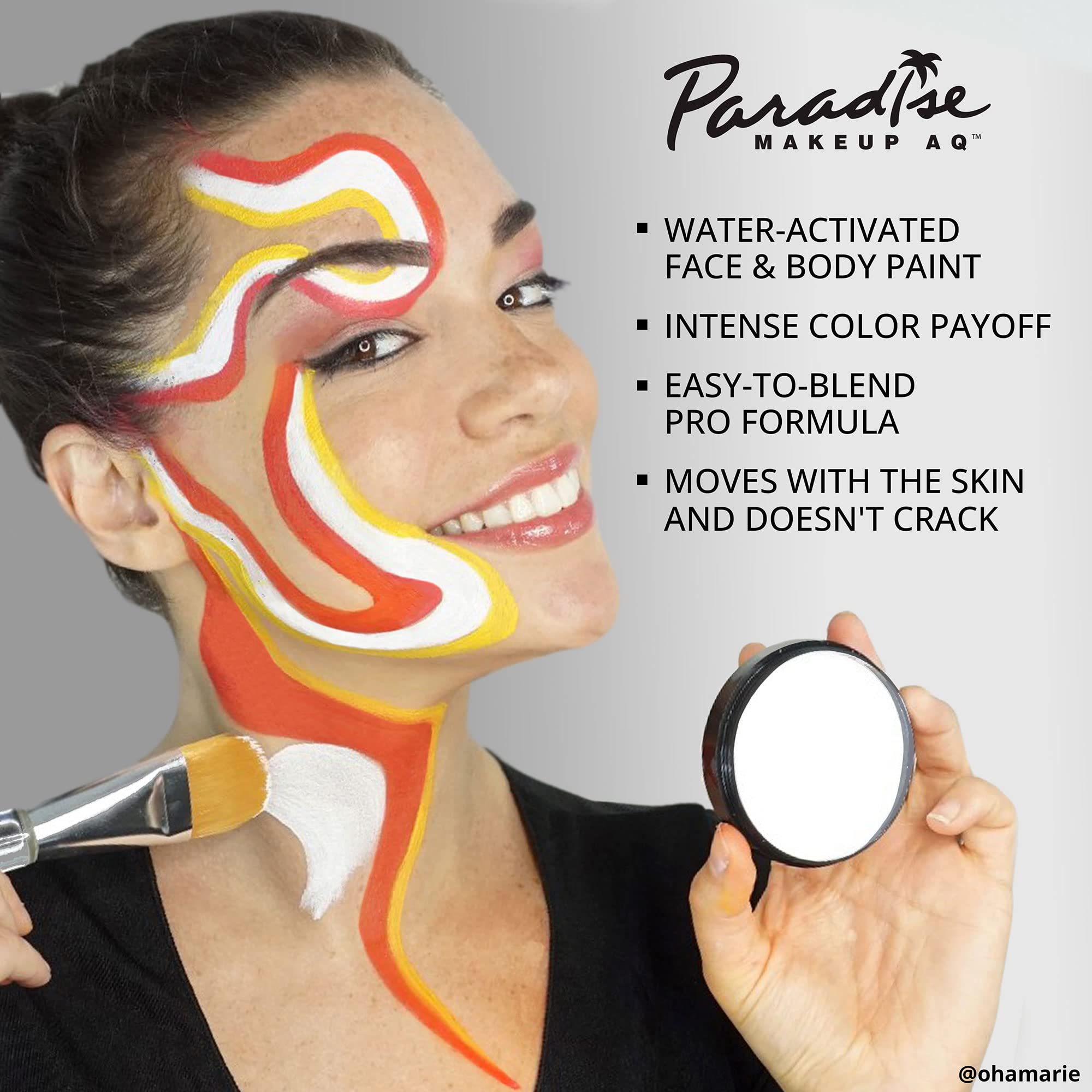 Mehron Makeup Paradise Makeup AQ Face & Body Paint | Pro Size | Face & Body Painting, Special FX, Cosplay | Water Activated Face Paint & Body Paint 1.4 oz (40 g) (Light Blue)