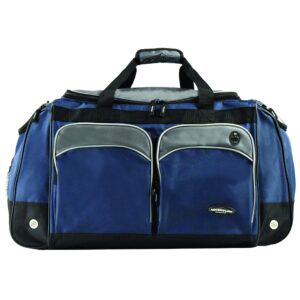 travelers club adventure travel duffel bag, navy blue/grey, 28 inch