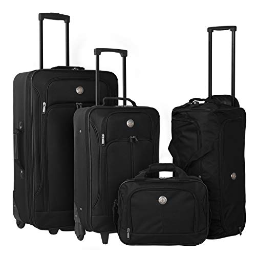 Travelers Club Genova Softside Upright Luggage, Black, 4-Piece Set