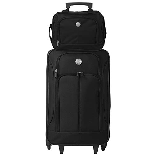 Travelers Club Genova Softside Upright Luggage, Black, 4-Piece Set