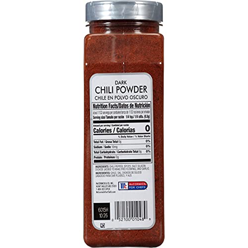 McCormick Culinary Dark Chili Powder, 20 oz - One 20 Ounce Container or Dark Chili Powder, Enhances Nachos, Tacos, Enchiladas and Dark Chocolate