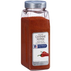 mccormick culinary ground cayenne pepper, 14 oz - one 14 ounce container of cayenne pepper powder, ideal for rubs, marinades, sauces, meats and more