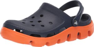 crocs unisex-adult duet sport clog, navy/orange, 6 men/8 women